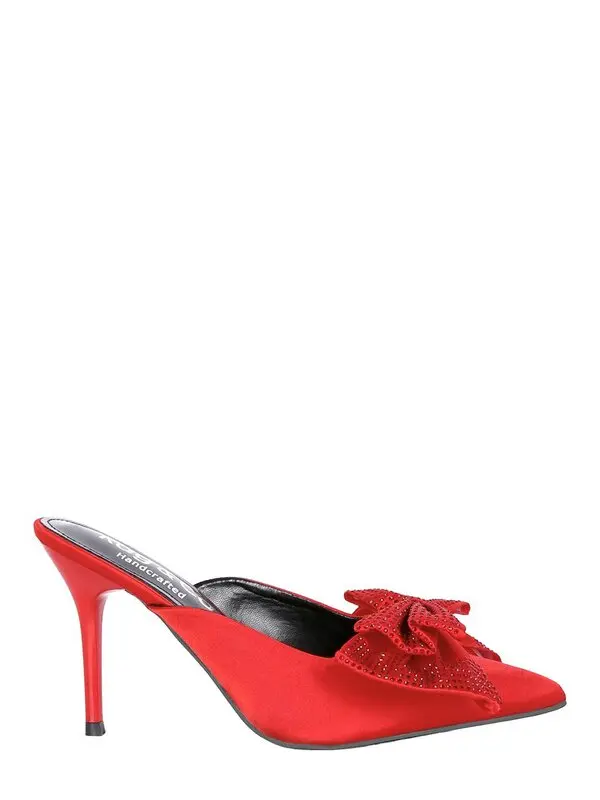 RAG & CO Elisda Embellished Bow High Heel Mules In By - Red