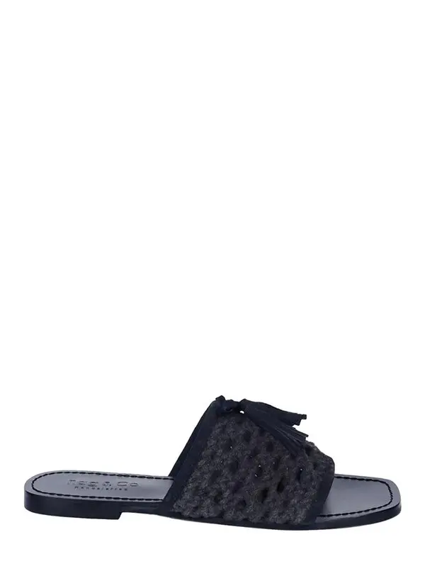 RAG & CO Cedar Handwoven Natural Tassel Flats In By - Black
