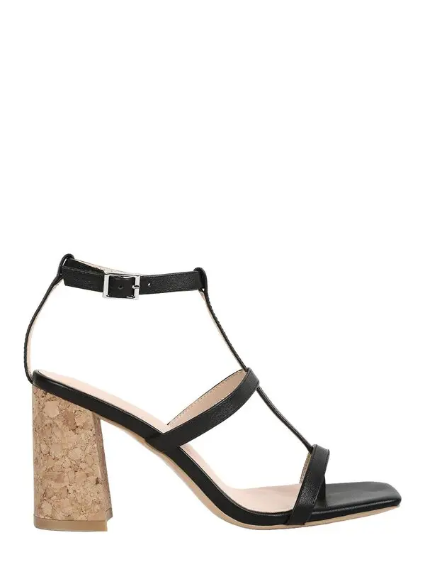 RAG & CO Mirabella Open Square Toe Block Heel Sandals In By - Black