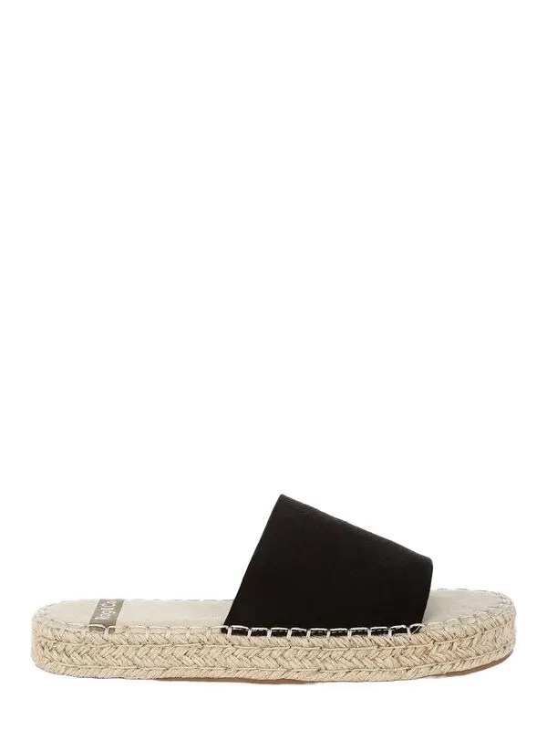 RAG & CO Huntra Real Soft Leather Espadrille Flatforms In By - Black