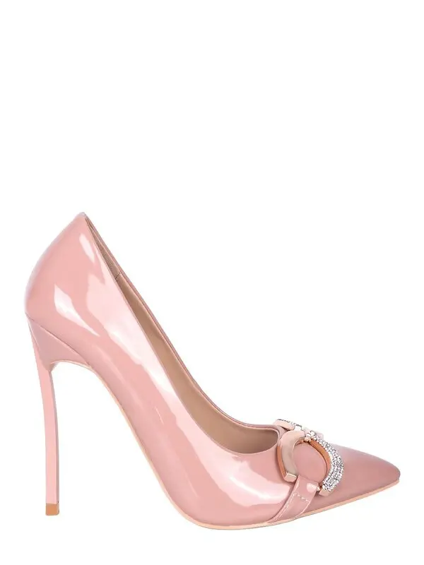 RAG & CO Cocktail Buckle Embellished Stiletto Pump Shoes In Blush By - Pink