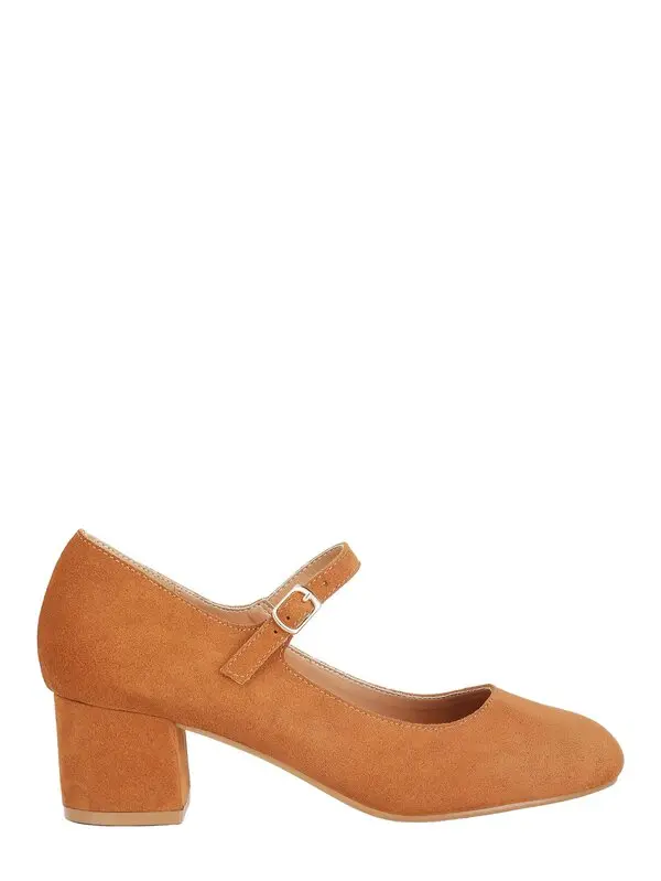 RAG & CO Dallin Suede Block Heel Mary Janes In Tan By - Brown