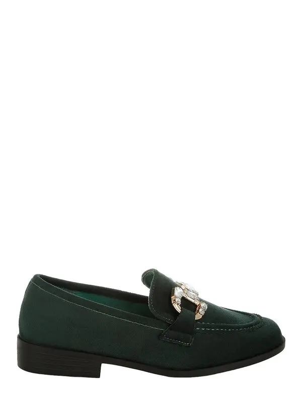 RAG & CO Maestro Diamante Embellished Horsebit Loafers In By - Green