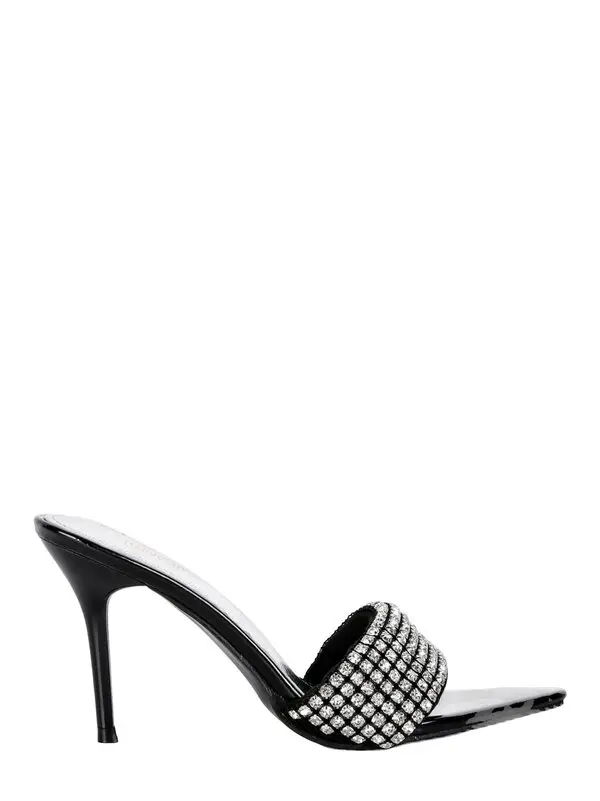 RAG & CO Adina Diamante Embellished Slip On Sandals In By - Black