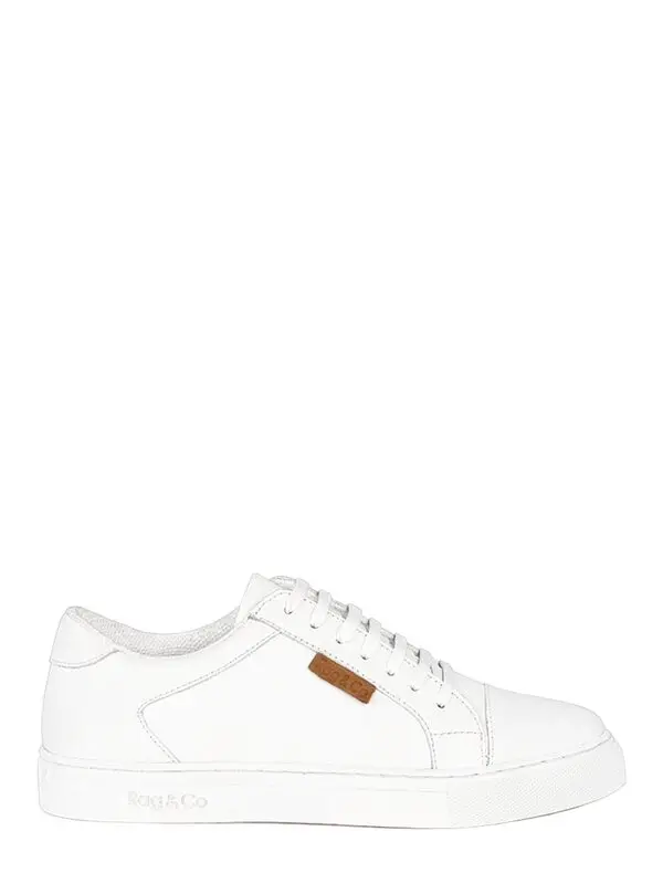 RAG & CO Ashford Fine Leather Handcrafted Sneakers By - White