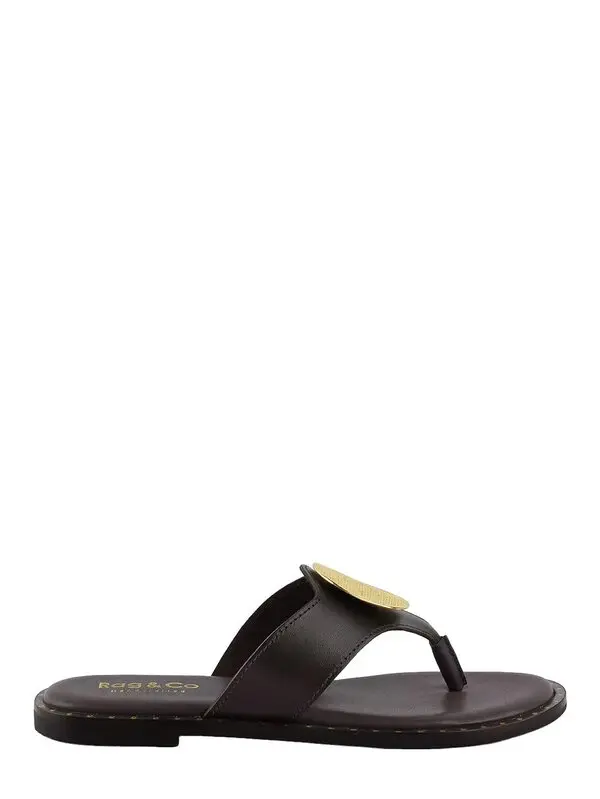 RAG & CO Kathleen Embellished Slip-on Thong Sandals By - Brown