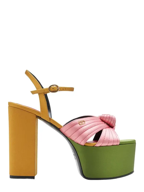 Valentino Garavani Crasher Satin Platform Sandals - Multi
