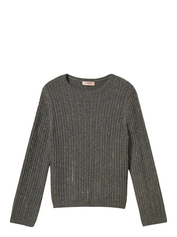 TWINSET Medium Melange Grey Sweater - Gray