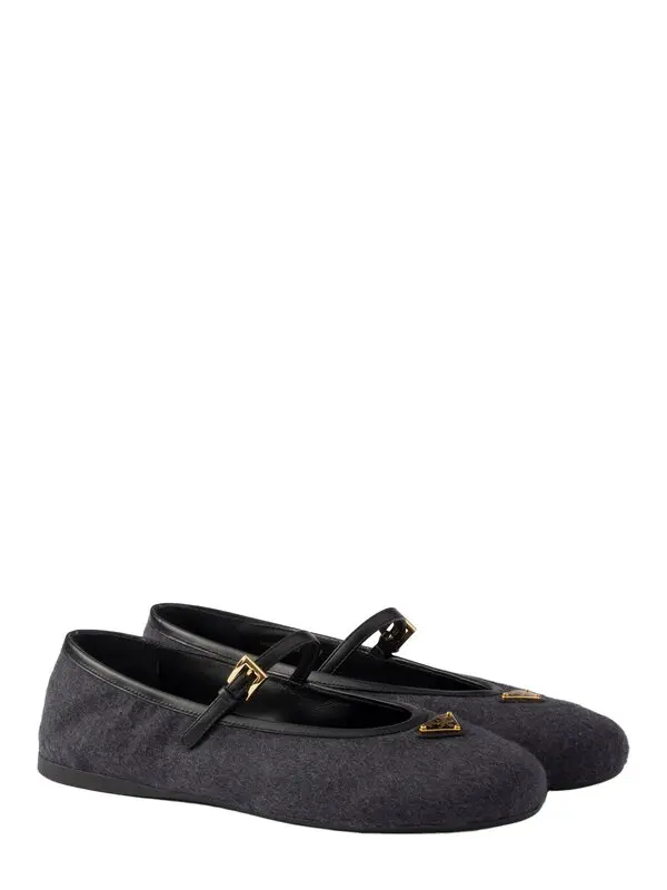 Prada Fabric Ballerinas - Grey