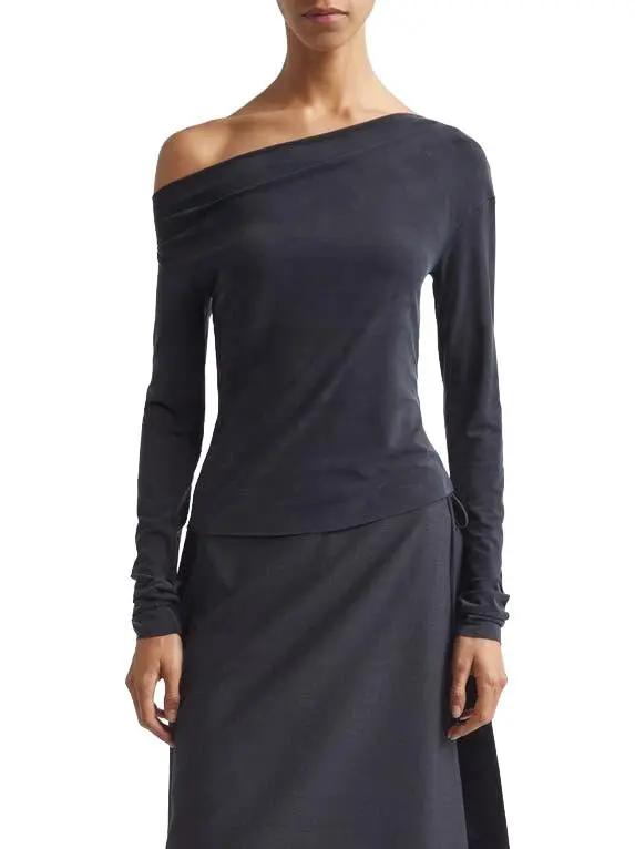 ST. AGNI Cupro Jersey Long Sleeve Top - Black