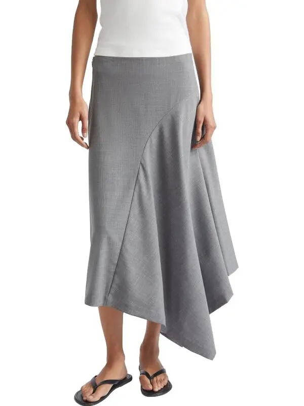 ST. AGNI Asymmetric Wool Midi Skirt - Pumice