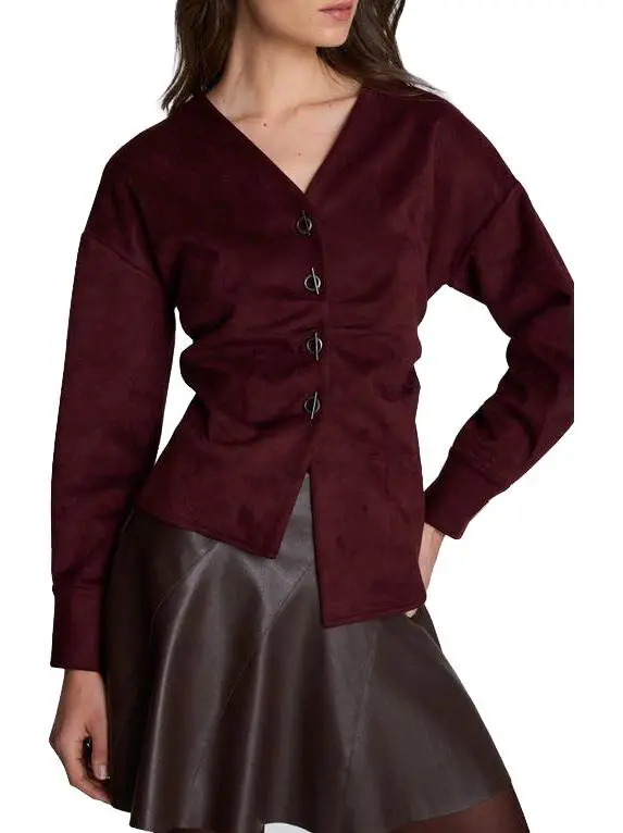 KENNETH COLE Asymmetrical Faux Suede Top - Sugar Beet