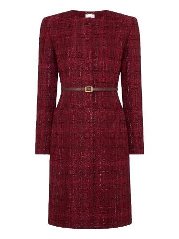 REALLY WILD CLOTHING Audrey Boucle Belted Coat - Wine