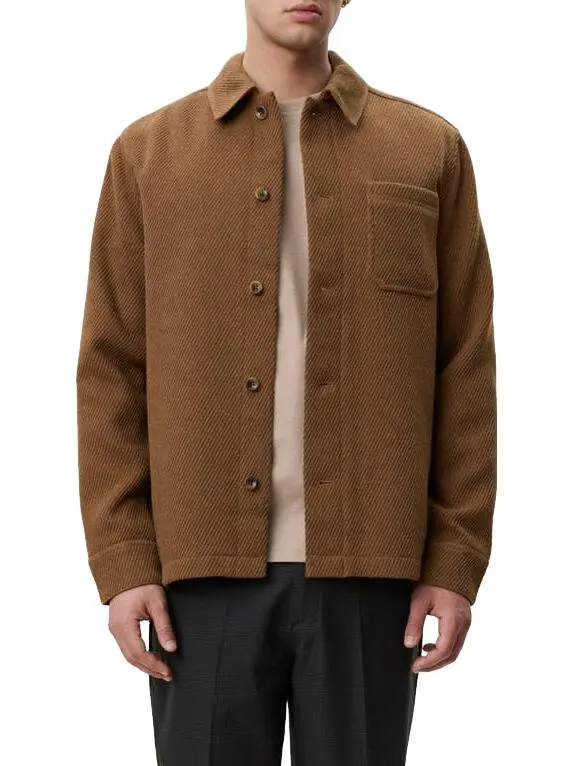 LES DEUX Twill Overshirt - Rubber Brown