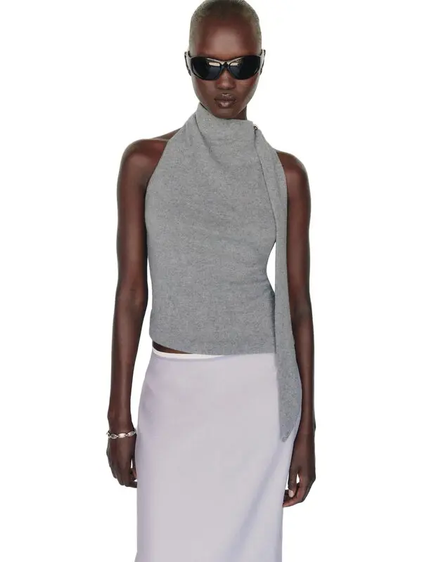 REFORMATION Sarah Cashmere Scarf Tank Top - Grey