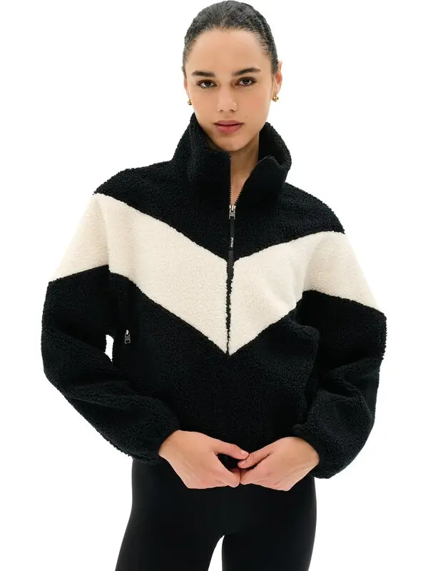 Splits59 Lottie Chevron Sherpa Full Zip Jacket - Black/creme