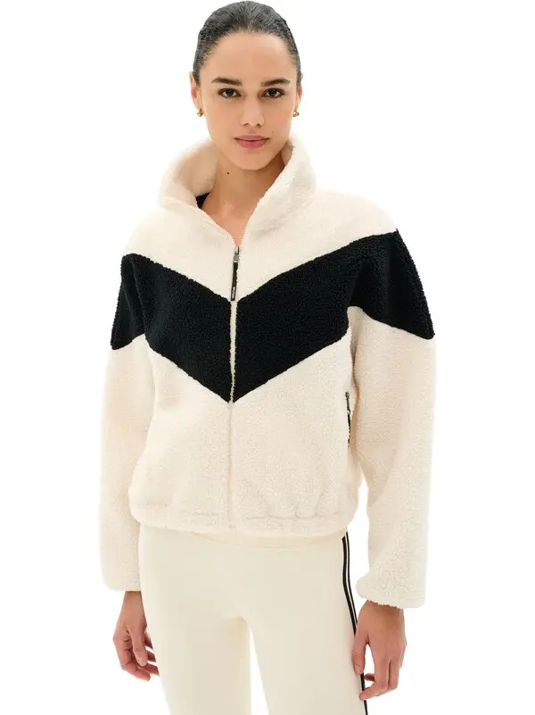 Splits59 Lottie Chevron Sherpa Full Zip Jacket - Creme/black