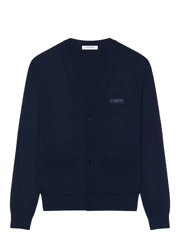 Givenchy Cardigan "couture Seam" In Wool With Grosgrain Detai - Blue