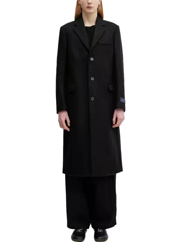 Sporty & Rich Logo-patch Single-breasted Coat - Black