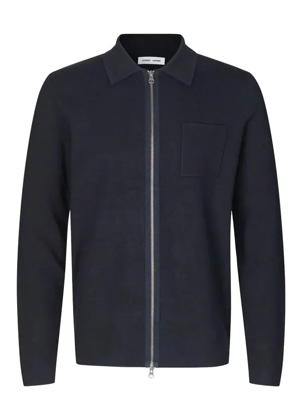 Samsøe Samsøe Zip Front Knit Shirt Jacket - Sky Captain