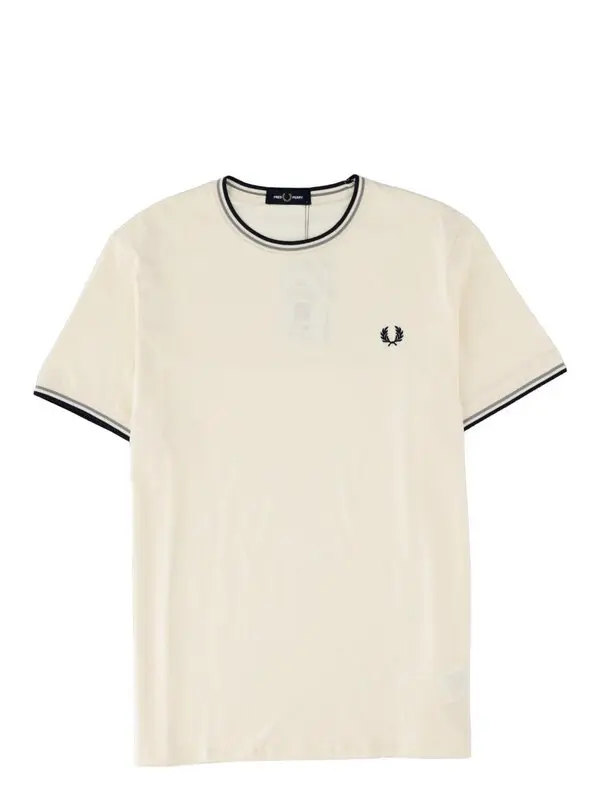 Fred Perry Mini Logo T-shirt In 100% Cotton - Ivory