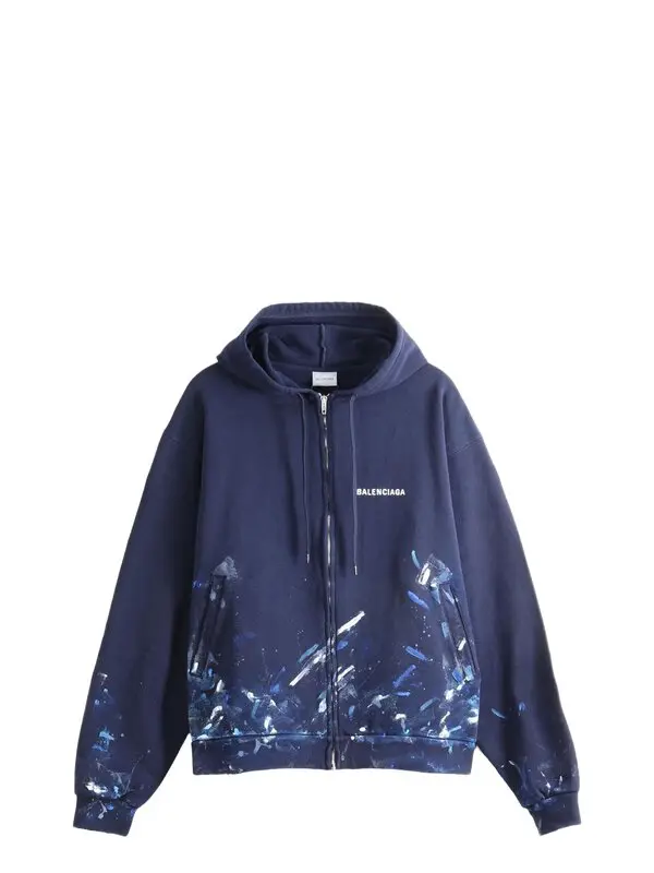 Balenciaga Oversized Zip-up Jersey Sweatshirt - Navy