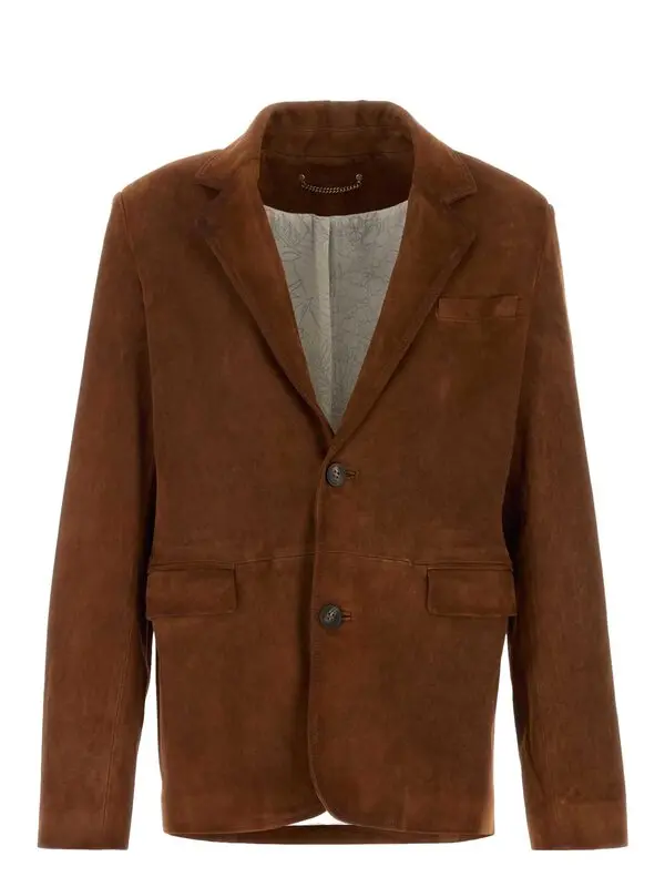 GOLDEN GOOSE Robyn Suede Leather Blazer - Brown