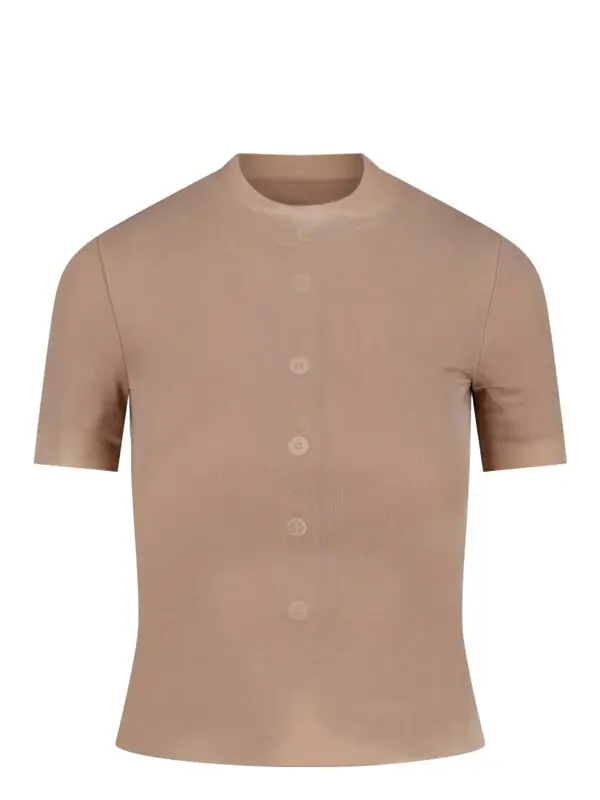 MAISON MARGIELA Sheer Button-front Short Sleeve Top - Pink