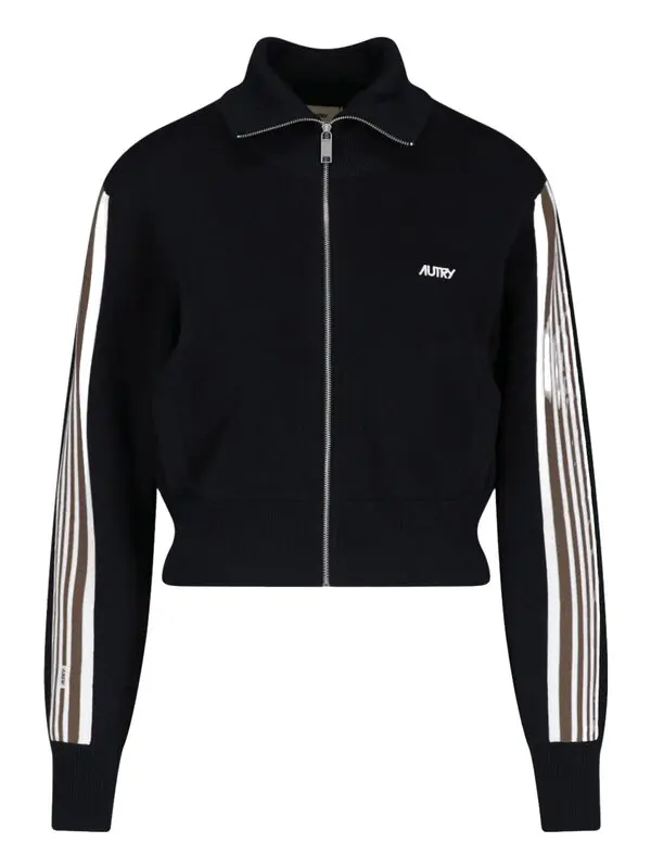 AUTRY Cropped Zip-up Track Jacket - Black