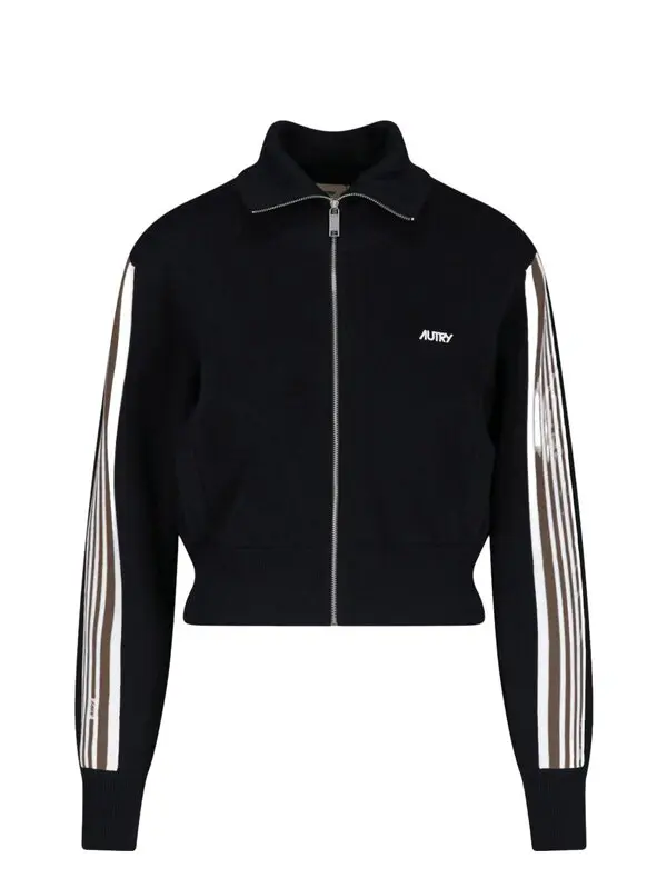 AUTRY Cropped Zip-up Track Jacket - Black