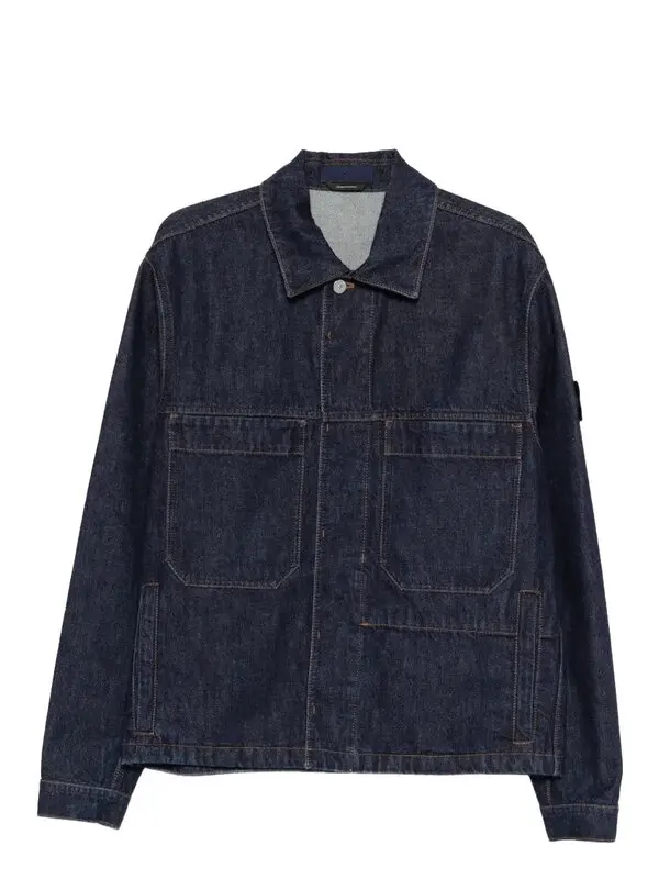 Stone Island Research Front Yoke Jacket With Patch Chest Pockets And Welt Storage - Blu