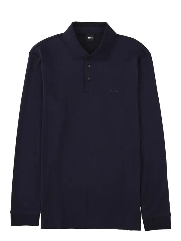 BOSS Regular Fit Long Sleeve Polo Shirt - Blue