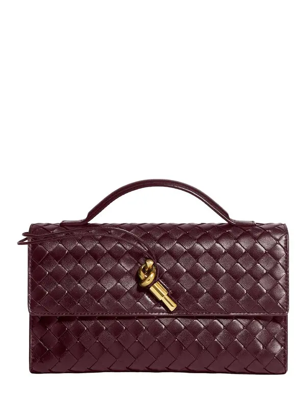 Bottega Veneta Leather Andiamo 25 Clutch Bag - Red