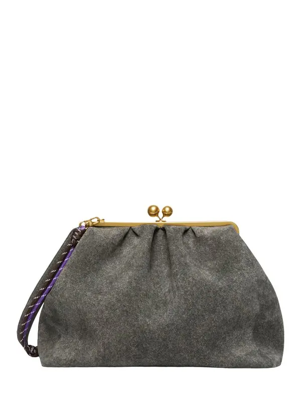 Max Mara Large Split Calfskin Pasticcino Clutch Bag - Grey