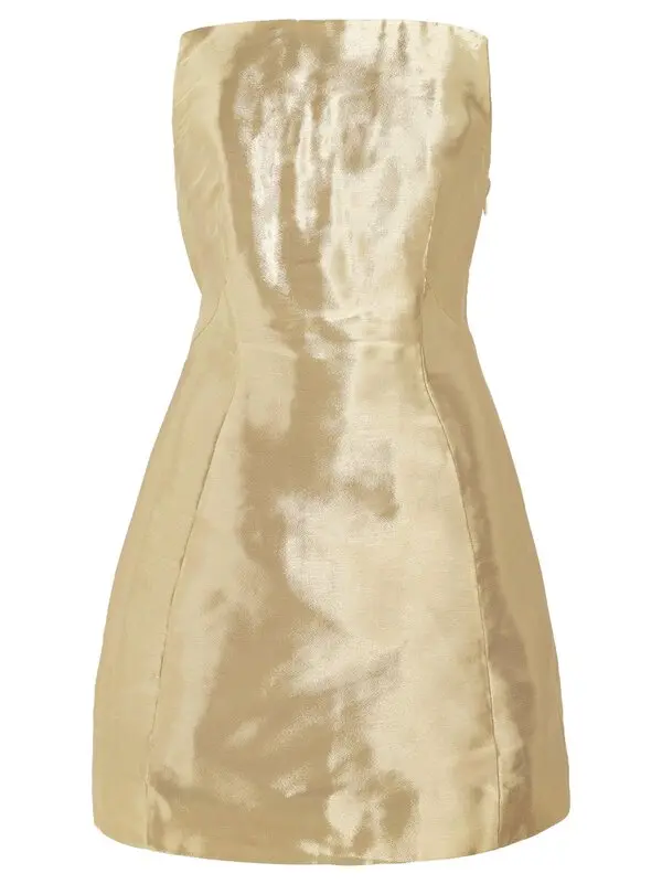 Cult Gaia Satin Strapless Wren Mini Dress - Gold