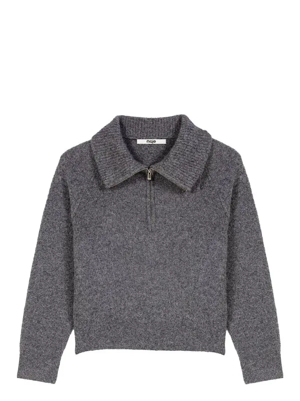 Maje Yak-blend Quarter-zip Sweater - Black