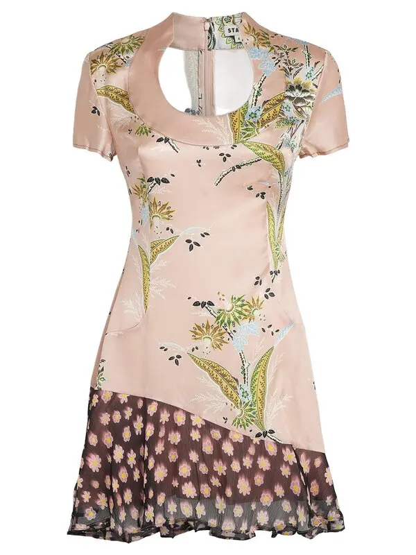 Staud Silk-blend Printed Rae Mini Dress - Pink
