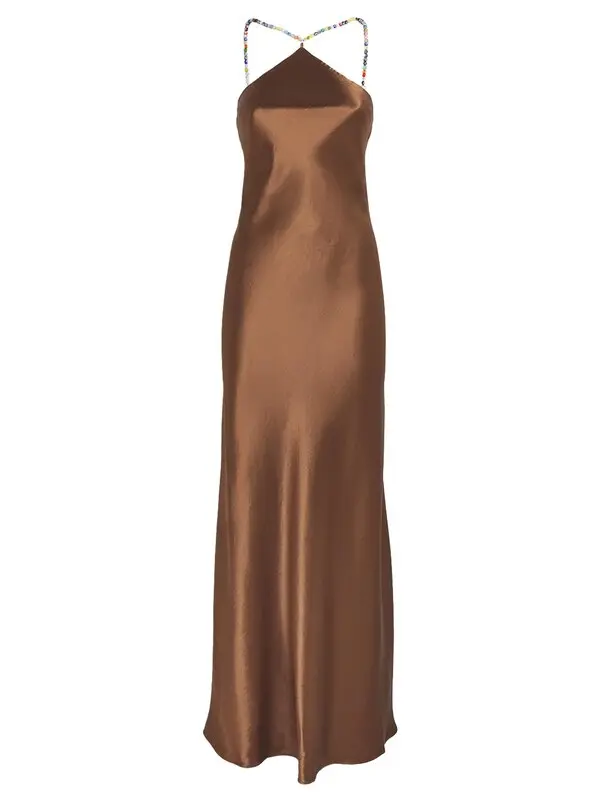 Staud Satin Cadence Maxi Dress - Brown