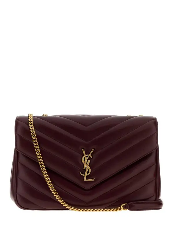 Saint Laurent Burgundy Leather Large Lou Lou Shoulder Bag - Red