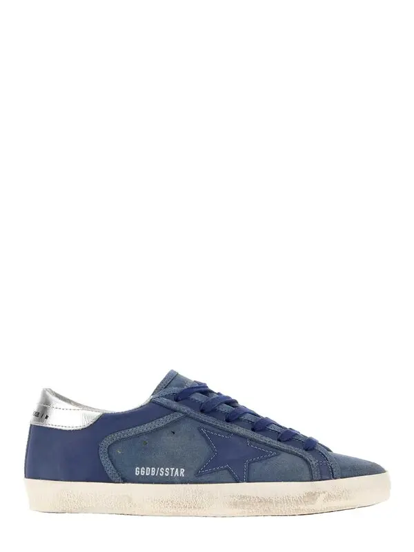 GOLDEN GOOSE Leather And Suede Super-star Sneakers - Blue
