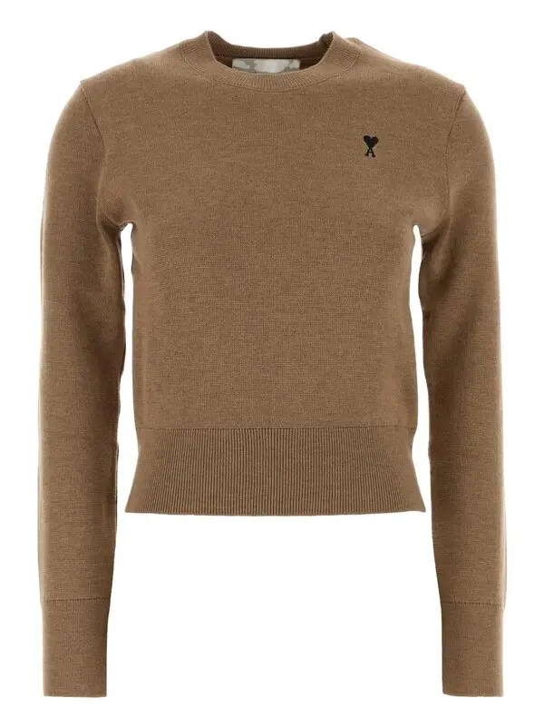 AMI Paris Camel Wool Sweater - Brown