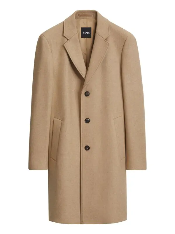 BOSS Slim-fit Coat In A Wool Blend - Beige