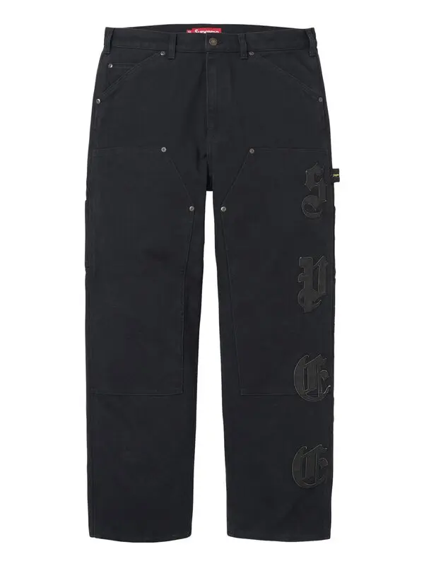 Supreme Leather Appliqué Double Knee Painter Pant - Black
