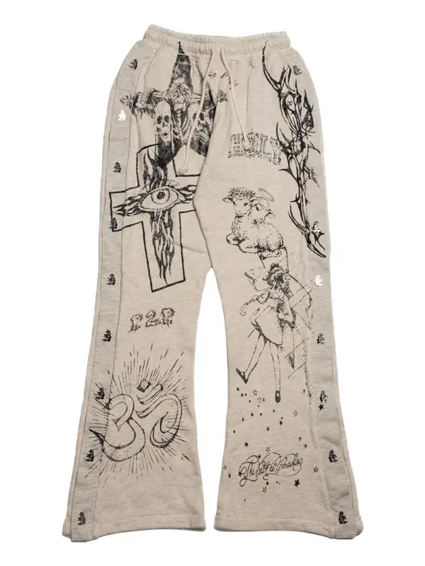 HELLSTAR Graffiti Mirror Face Sweatpants - Grey