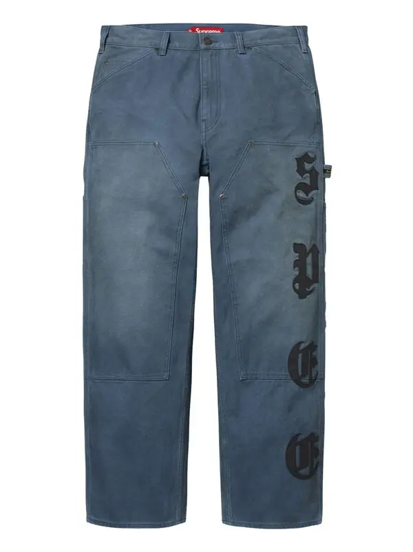 Supreme Leather Appliqué Double Knee Painter Pant 'navy - Blue