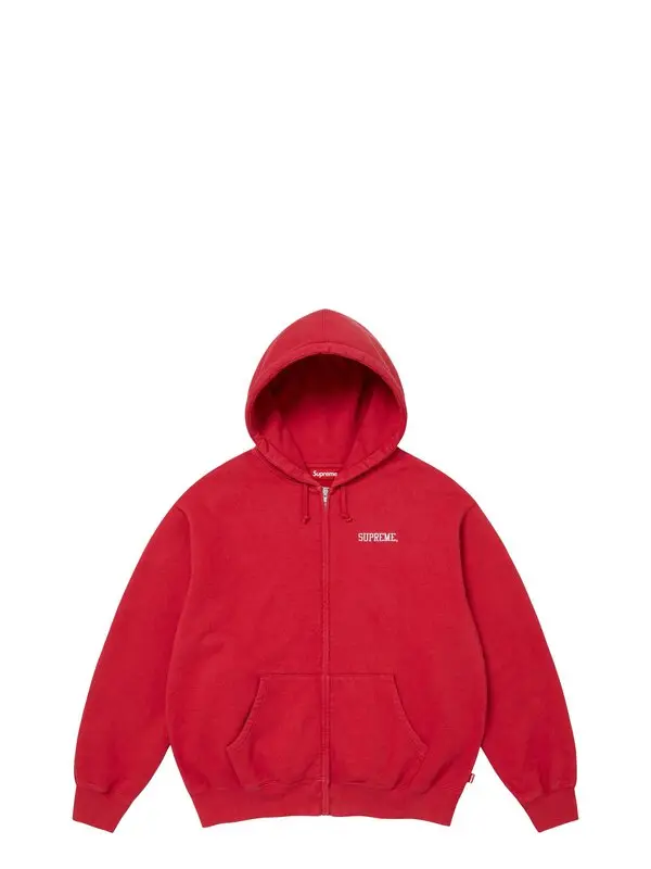 Supreme Blessed Appliqué Zip Up Hooded Sweatshirt - Red
