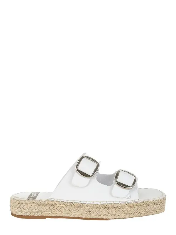 RAG & CO Palala Genuine Soft Leather Square Toe Espadrilles In By - White