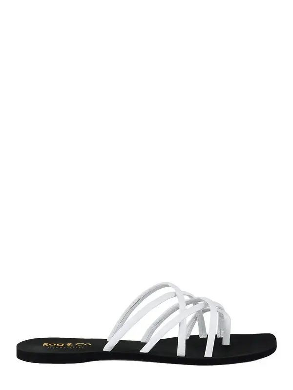 RAG & CO Sweetin Strappy Flat Slip On Sandals By - White