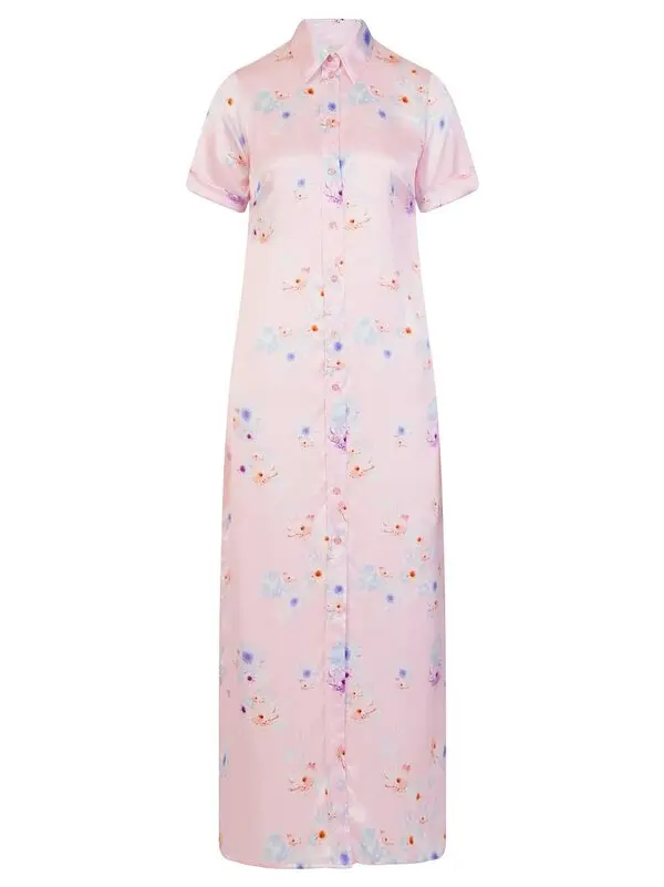 SOPHIE CAMERON DAVIES Silk Maxi Dress Beach Flower - Pink