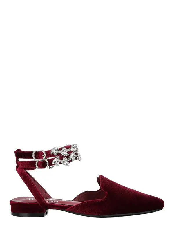 RAG & CO Salome Embellished Ankle Strap Velvet Mules In Burgundy By - Red